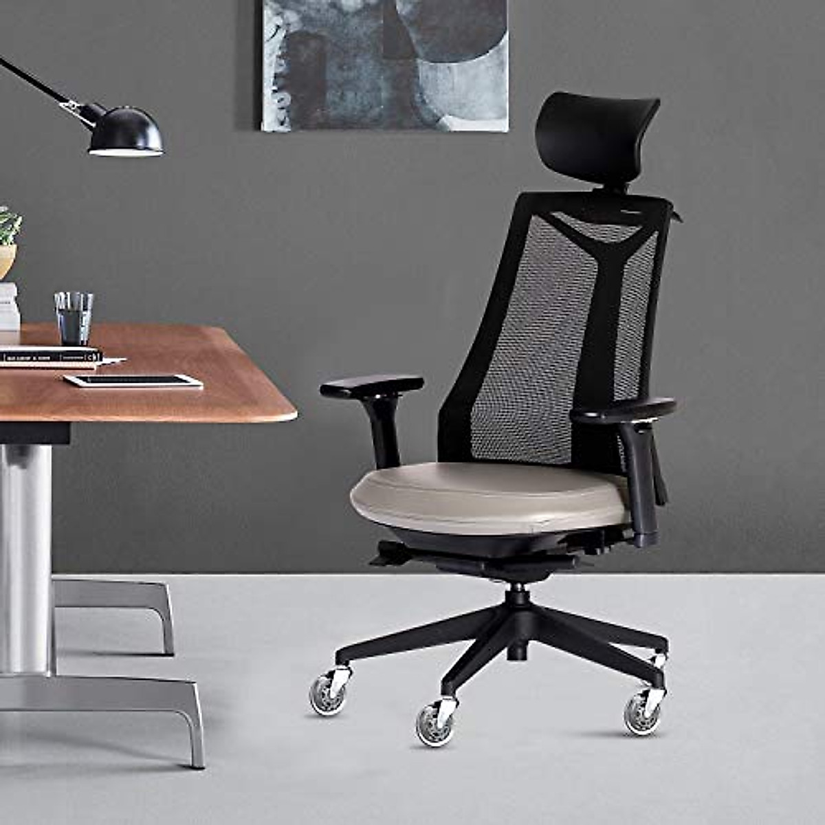 FOH Office Chair Wheels Set of 5 Heavy Duty Replacement Rubber Desk Chair Casters Best Protection for Your Hardwood Floors