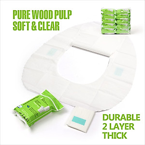 Porta Potty Toilet Seat Covers Disposable flushable Biodegradable Travel Pack 200 sheet / 100 Pack/Double Layer Potty Training Toilet Seat Covers Child for Travel Airplane Public Restrooms Hotel