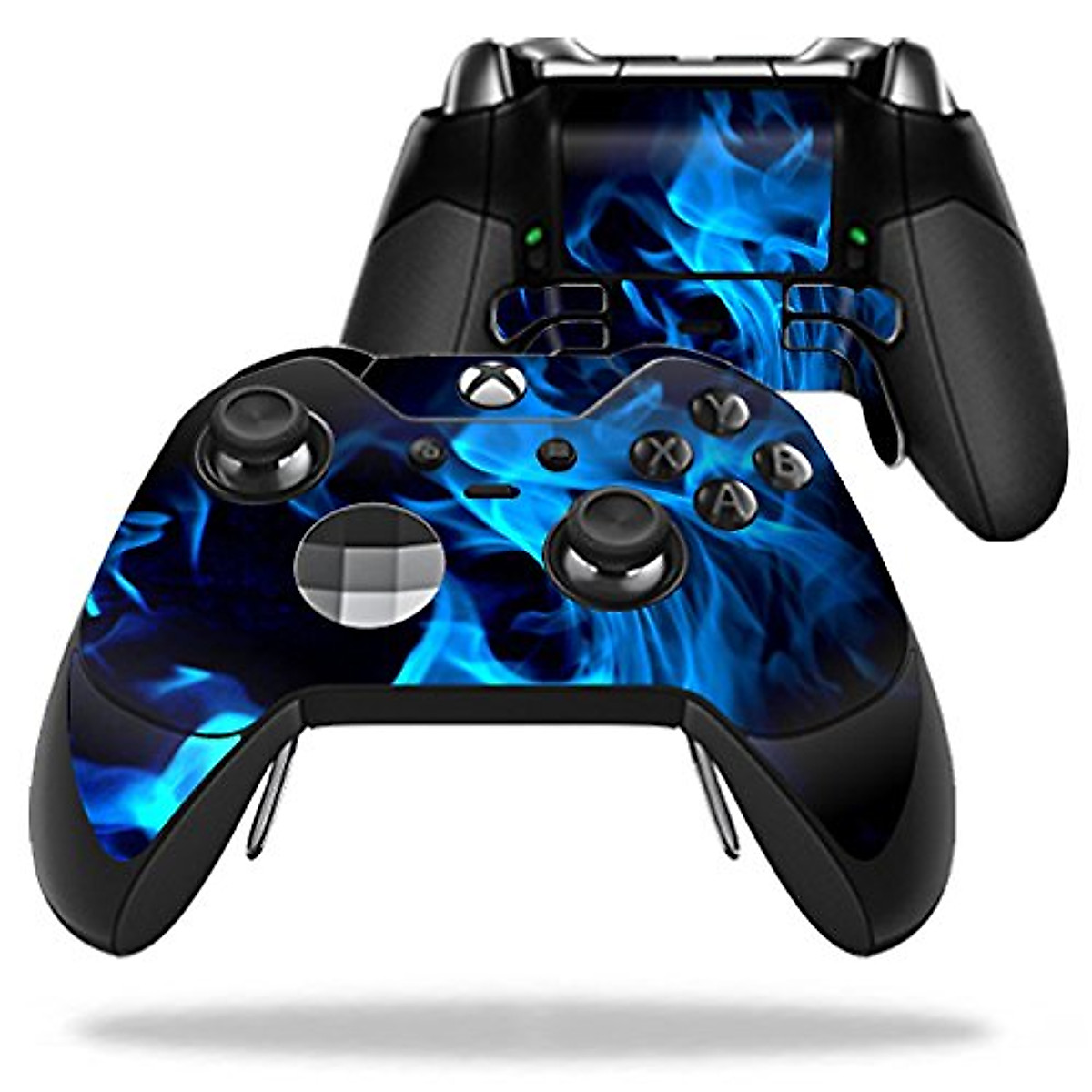 MightySkins Skin Compatible with Microsoft Xbox One Elite Controller - Blue Flames | Protective, Durable, and Unique Vinyl wrap Cover | Easy to Apply, Remove, and Change Styles | Made in The USA