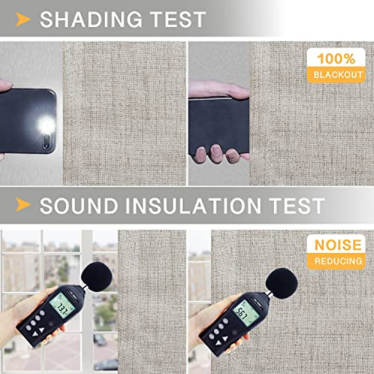 Rose Home Fashion 100% Linen Blackout Curtains for Bedroom Windows, Blackout Curtains 84 Inches Long for Living Room/Farmhouse, Linen Textured Look Drapes with Blackout Liner - (50x84 Beige)