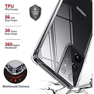 KIOMY Galaxy S21 Ultra Case Crystal Clear Shockproof Bumper Protective Cell Phone Cover Hybrid Design Hard PC Back with Flexible TPU Raised Bezel & Enhanced Corners for Samsung Galaxy S21 Ultra 5G 6.8
