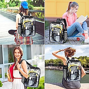 Clear Backpack, XXL Large Heavy Duty PVC Transparenet Backpacks with USB Charging Port,School Clear Bookbag Stadium Approved See Through Clear Backpacks for Women Men Kids Travel Work Security College