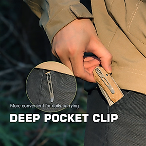 REMETTE Pocket Knife Rockable Design Button Lock Rhino 0316, EDC Pocket Knife for Men, 14C28N Blade Folding Knife, Durable Micarta Handle with Pocket Clip, Sharp Hunting Camping Knives