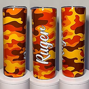 Sungalaxy Camo Skinny Tumbler, Straight Skinny Tumbler with Name, Vacuum Insulated Tumbler with Lid and Straw, Coffee Mug Travel Mug, Gift for Men Father (20 oz)