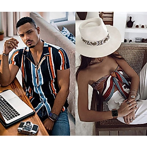 (4 Pack) Compatible with Apple Watch Band 45mm 44mm 42mm, C.M Genuine Leather Band Replacement Strap Compatible with Apple Watch Series 7/6/5/4/3/8/9/SE, Brown Blue Grey Black Band with Black