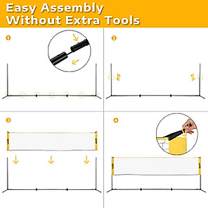A11N 14ft Badminton Pickleball Net - Height Adjustable for Junior Tennis, Soccer Tennis & Kids Volleyball - Portable for Indoor & Outdoor Play