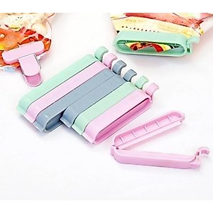 FENGZIZH Bag Clips for Food Storage, 12Pcs, Multicoloured, Reusable Plastic, Small, 2 Types & 3 Colors, Snacks, Coffee, Food & Sandwich