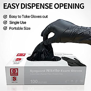 Basic Medical Black Nitrile Exam Gloves - Latex-Free & Powder-Free, 5 mil Gloves, NGPF-1048 (pack of 100), XX-Large