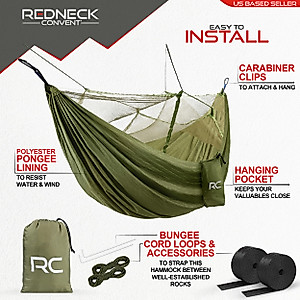 Redneck Convent RC Sleeping Bag Travel Hammock with Mosquito Net - Lightweight Sleeping Bags for Adults Warm Weather Camp Tree Hammock