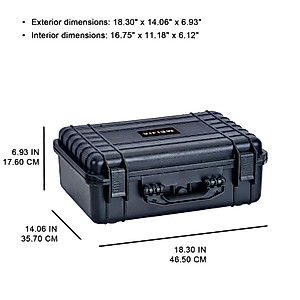MEIJIA All Weather Portable IP67 Waterproof Protective Case, Hard Camera Case with customizable foam, Perfectly Protection of Camera, Drones,Pistols,Lens,Equipments,Black,18.5 x14.06x6.93inches