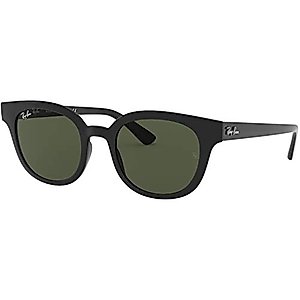 Ray-Ban Rb4324f Low Bridge Fit Square Sunglasses, Black/G-15 Green, 50 mm