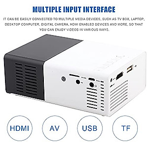 Mini Projector, Mini Stylish Home Theater Portable LED Projector HD HDMI Projector, Mini LED Projectorfor Outdoor&Indoor,US Plug,Black White