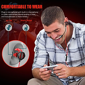 KAHEAUM Gaming Headset with Microphone Wired Gaming Earbuds PC for PS4 PS5 Xbox One PlayStation 5 Games Mobile Phone,Detachable Stereo Bass Earphones Noise Cancelling Gaming Headphones with Mic Black