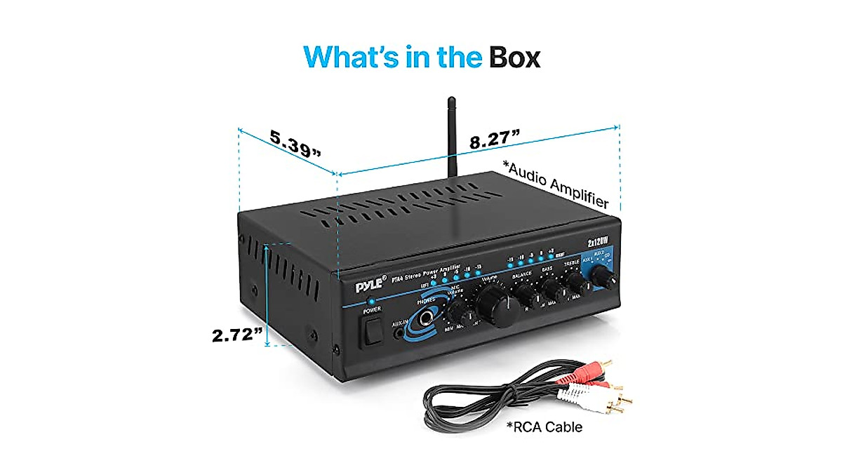 Pyle Home Audio Amplifier System - 2X120W Bluetooth