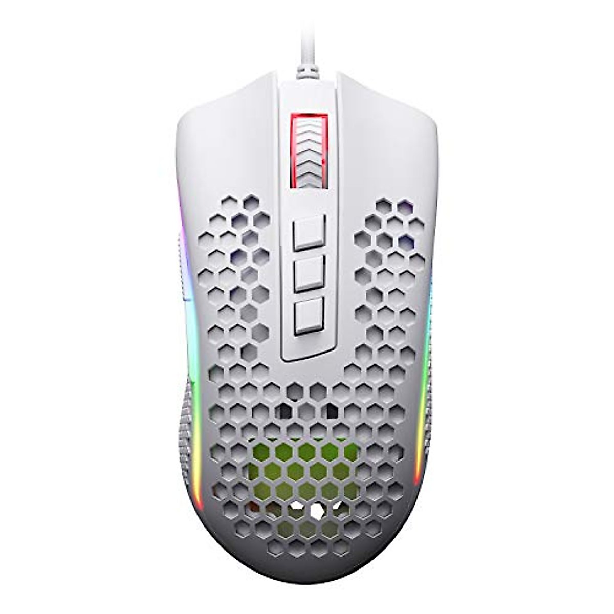 Redragon M808 Storm Lightweight RGB Gaming Mouse, 85g Ultralight Shell - 12,400 DPI Optical Sensor - 7 Programmable Buttons - Precise Registration - Super-Lite Cable - White