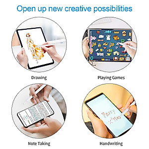 Stylus Pen for Touch Screens Rechargeable 1.5mm Fine Point Active Stylus Pen Smart Pencil Digital Compatible iPad and Most Tablet (White) (White)