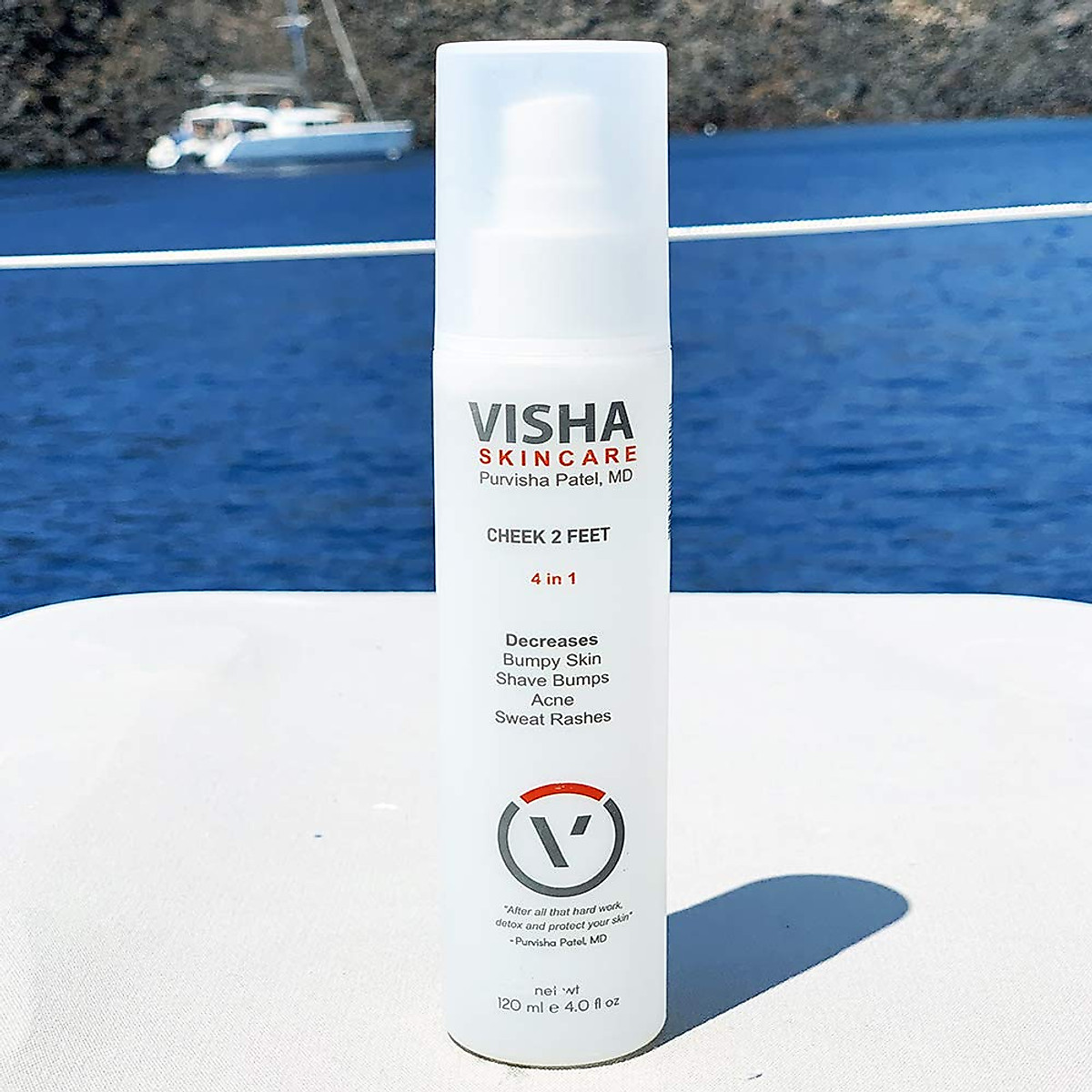 Visha Skincare Cheek 2 Feet 4 in 1 Body Spray for Men and Women, Decreases Bumpy Skin and Shave Bumps, Blemishes and Sweat Rashes, Aluminum Free Deodorizing Mist for Daily Use and After Workout 4fl oz