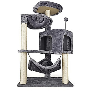 Newest Cat Tree with Cat Condo and Big Hammock，Grey