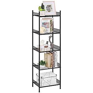 5 Tier Wire Shelving Metal Storage Rack Standing Shelving Units Shelves Bathroom Shelf for Laundry Bathroom Kitchen Livingroom Pantry Closet Garage 12.6" D×16.3" W×57" H, Black