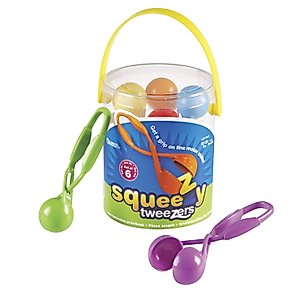 Learning Resources Squeezy Tweezers, Fine Motor Tools for Toddlers, Assorted Colors, Set of 6, Ages 3+