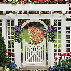 ZFProcess 2PCS Artificial Hanging Flowers, Fake Hanging Plants Violet Vines UV Resistant for Wall Home Room Garden Wedding Indoor Outdoor Summer Decoration(Purple)