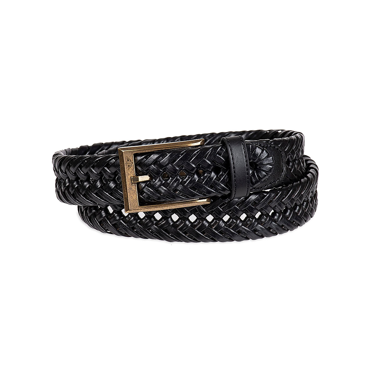 Dockers Men's Leather Braided Casual and Dress Belt,Black Glazed,38