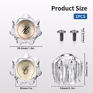 Bathroom Faucet Knobs Replacement, Bathtub Faucet Handles 1 Pair Hot and Cold 2 Knobs with A Screwdriver and Screws Compatible with Delta LDR Delex Peerless Faucets