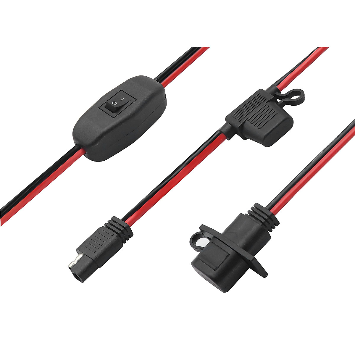 AAOTOKK SAE to SAE Solar Power Outlet Sidewall Port Cable,12AWG Weatherproof SAE Quick Connect Solar Panel Mount Universal Recessed with 20A Fuse Cable for Generator Battery Charger(1.5M/5ft-1Pack)