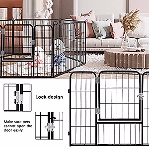PUKAMI Dog Fence for The Yard, 8/16 Panels 24/32/40 Height x32 inch Width,Puppy Playpen for Small Medium Dog Portable Dog Playpen Exercise Pen for Indoor Outdoor,Pet Playpen Fence for Yard,RV,Camping