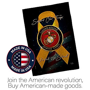 Breeze Decor Support Marine Corps Burlap House Flag Set Armed Forces USMC Semper Fi United State American Military Veteran Retire Official Banner Small Garden Yard Gift Double-Sided, Made in USA