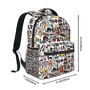 Cartoon Collage School Backpack Cute Daily Leisure Bag Large Capacity Computer 3D Printing Bag