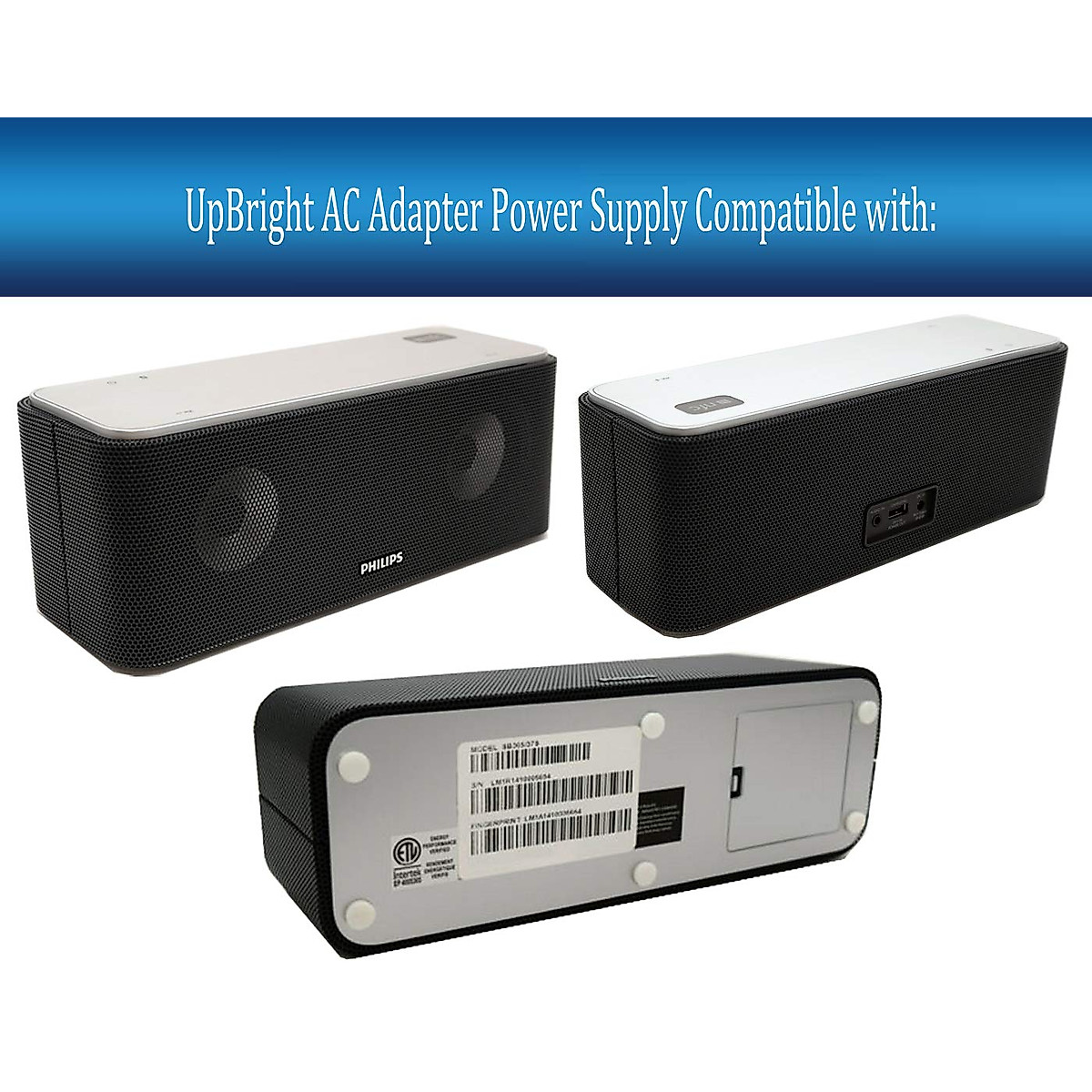 UpBright 9V AC/DC Adapter Compatible with Philips SB365 SB365/37 SB365/37S SB365B/37 Bluetooth Portable Speaker TPA103B-15090-US TPA103B-15090US OH-1015A0901660U1-UL DC9V 1.66A 9VDC Power Supply Cord