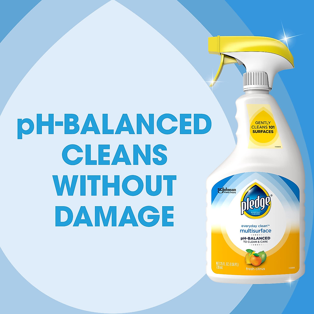 Pledge Multi Surface Cleaner Spray for Most Hard Surfaces, Everyday Clean, pH-Balanced, Fresh Citrus Scent, 25 oz (Pack of 3)