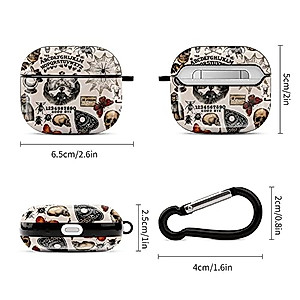 Smooth Plastic Headphone Protective Case Cover Compatible with AirPods 3 Charging Case, Front LED Visible, Shockproof Headphone Case Cover with Keychain, Vintage Skull Skeleton Spider Web Witch Board