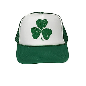 P&B Shamrock, Saint Patrick's Day Irish Day Adjustable Unisex Hat Cap (Green/White/Green)