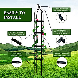 Garden Trellis for Climbing Plants, 6ft Tall Tower Obelisk Garden Trellis for Plant Support, Rustproof Round Plant Support for Climbing Vines Flower Stands Vegetable Indoor Outdoor Potted Plant 1 Pack