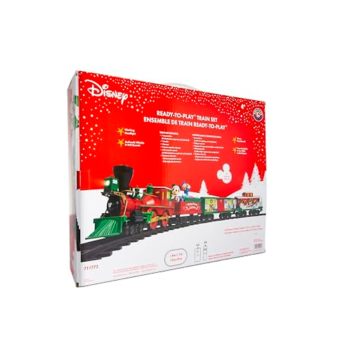 Lionel Battery-Operated Disney Mickey Mouse Express Toy Train Set with Locomotive, Train Cars, Track & Remote with Authentic Train Sounds, & Lights for Kids 4+