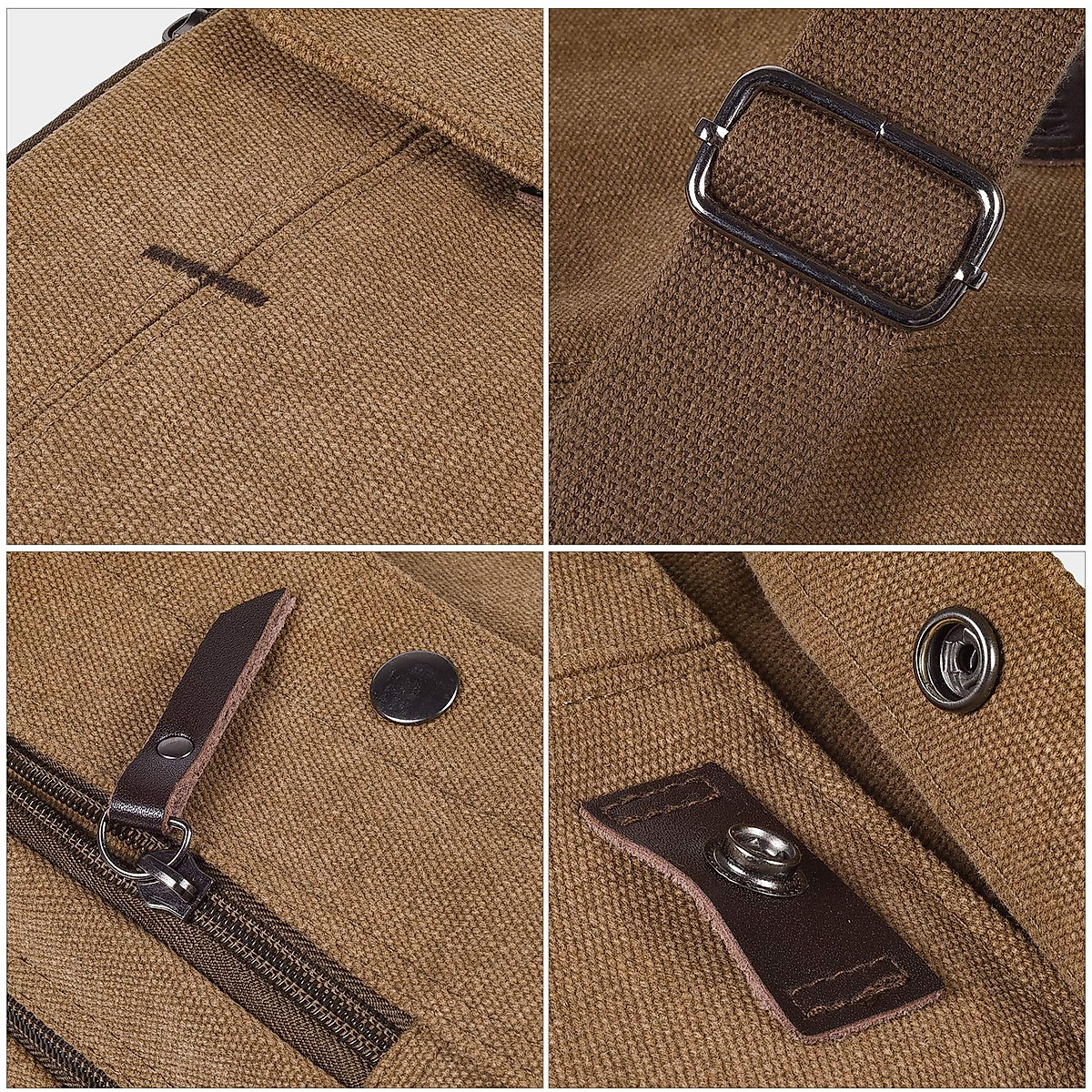 Vintage Canvas Cross Body Casual Shoulder Bag, Multipurpose Messenger Bag Purse Briefcase Travel Organizer Bag Multi-pocket Handbag , Coffee