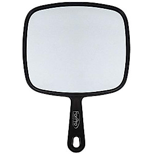 ForPro Professional Collection Extra Large Hand Mirror with Handle, 9" W x 12" L, Multi-Purpose Handheld Mirror with Distortion-Free Reflection, Black