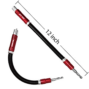 BIG RED BHT-MFS01 Torin 12 Inch Flexible Drill Extension Shaft, 1/4" Hex Shank, Magnetic Quick Release Screwdriver Bit Holder