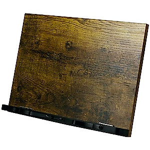 Bamboo Book Stand, Cookbook Holder Desk Reading with 5 Adjustable Height, Foldable and Portable Kitchen Wooden Cooking Bookstands for Textbook, Recipe, Magazine, Laptop, Tablet iPad (Rustic Brown)