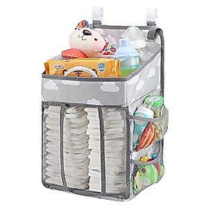 Accmor Hanging Baby Diaper Caddy Organizer, Diaper Stacker, Baby Crib Hanging Classified Storage Bag Organizer for Changing Table, Crib, Playard or Wall & Nursery Organization