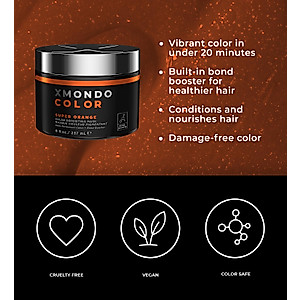 XMONDO Color Super Orange Depositing Mask & Semi-Permanent Orange Dye | Infused with Bond Booster Technology & Hyaluronic Acid for Nourishment, Revitalization & Repair, Vegan Formula, 8 Fl Oz 1-Pack