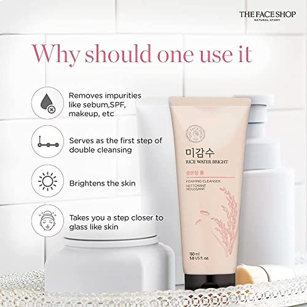 THEFACESHOP Rice Water Bright Foam Cleanser 150ml