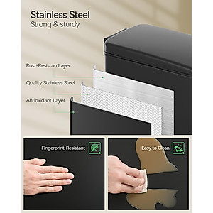 Nunsino Small Bathroom Trash Can with 15 Garbage Bags,2.6 Gallon Stainless Steel Garbage Can with Lid Soft Close,Small Trash Bin for Bathroom,Kitchen,Home Office,Black