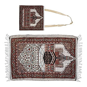Tnfeeon Muslim Prayer Mat with a Cloth Bag Pilgrimage Carpet Muslim Praying Rug for Pilgri Thick Cotton