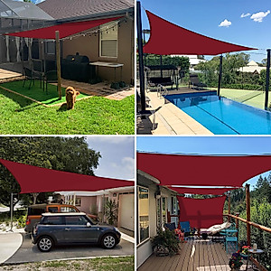 E&K Sunrise 12' x 12' Waterproof Sun Shade Sail Outdoor Rectangle Canopy Shade Cover UV Block for Pergola Patio Backyard Garden Deck (Red)