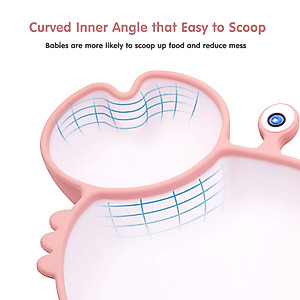 Qshare Toddler Plate, Portable Baby Plates for Toddlers and Kids, BPA-Free Strong Suction Plates for Toddlers, Dishwasher & Microwave Safe Silicone Placemat 9x6x1.4 inch