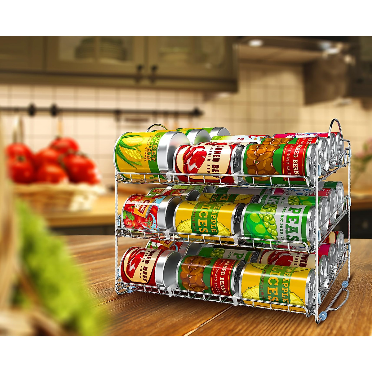 Utopia Kitchen Storage Can Rack Organizer, Stackable Can Organizer Holds Upto 36 Cans for Kitchen Cabinet or Pantry (Chrome)
