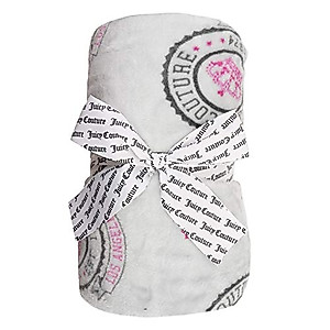 Juicy Couture – Throw Blanket | Juicy Emblem | Plush and Cozy | Decorative Blankets for Sofas, Chairs and Beds| Luxurious and Soft | Chic Home Décor | Measures 50” x 70” | Pink/Black/White